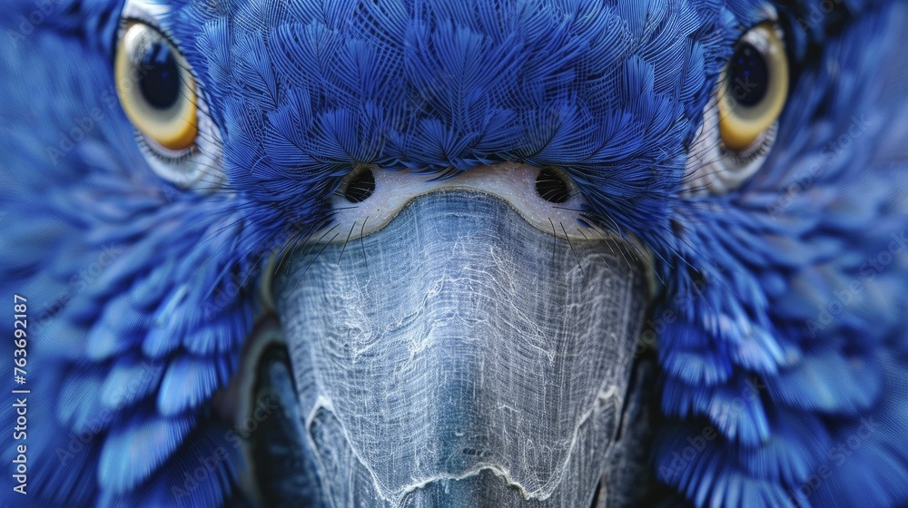 Capturing the mesmerizing depth of blue in a hyacinth macaw's eyes, a ...