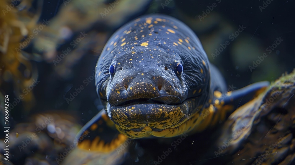 In the depths of the water, the electric eel's mesmerizing stare ...