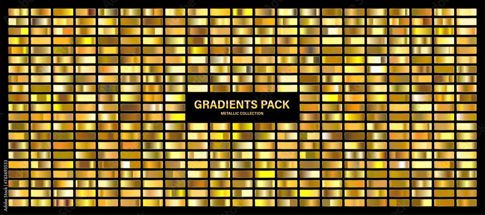 Golden glossy gradient, gold metal foil texture. Color swatch set ...