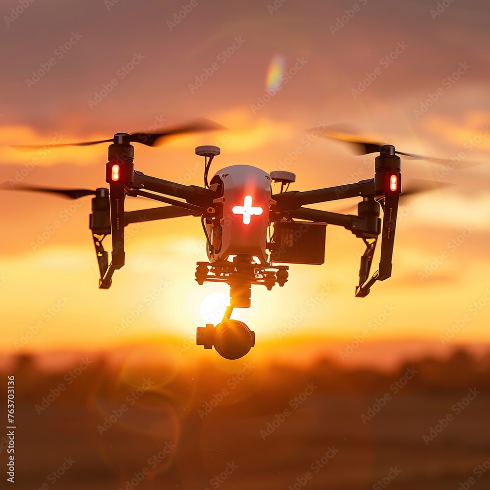 Medical Drone equipped with medical sensors AI diagnosis system ...