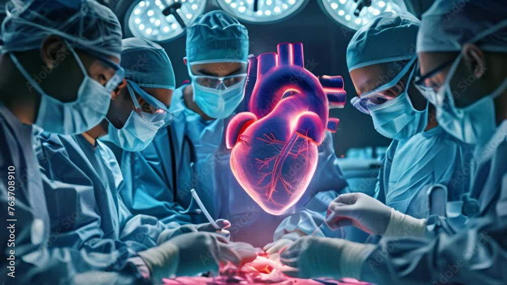 Vidéo Stock A group of surgeons are performing a heart surgery. The ...