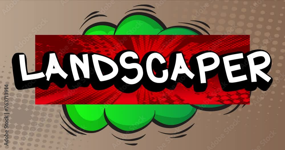Landscaper. Motion poster. 4k animated Comic book word text moving on ...