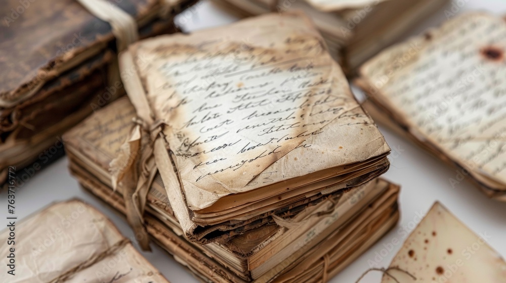 A detail shot of a handwritten letter its ink faded and the paper ...