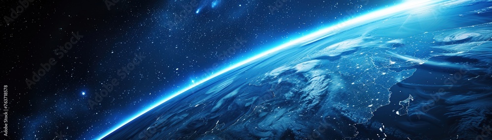A Stunning image of the Earths curvature highlighting the thin blue ...