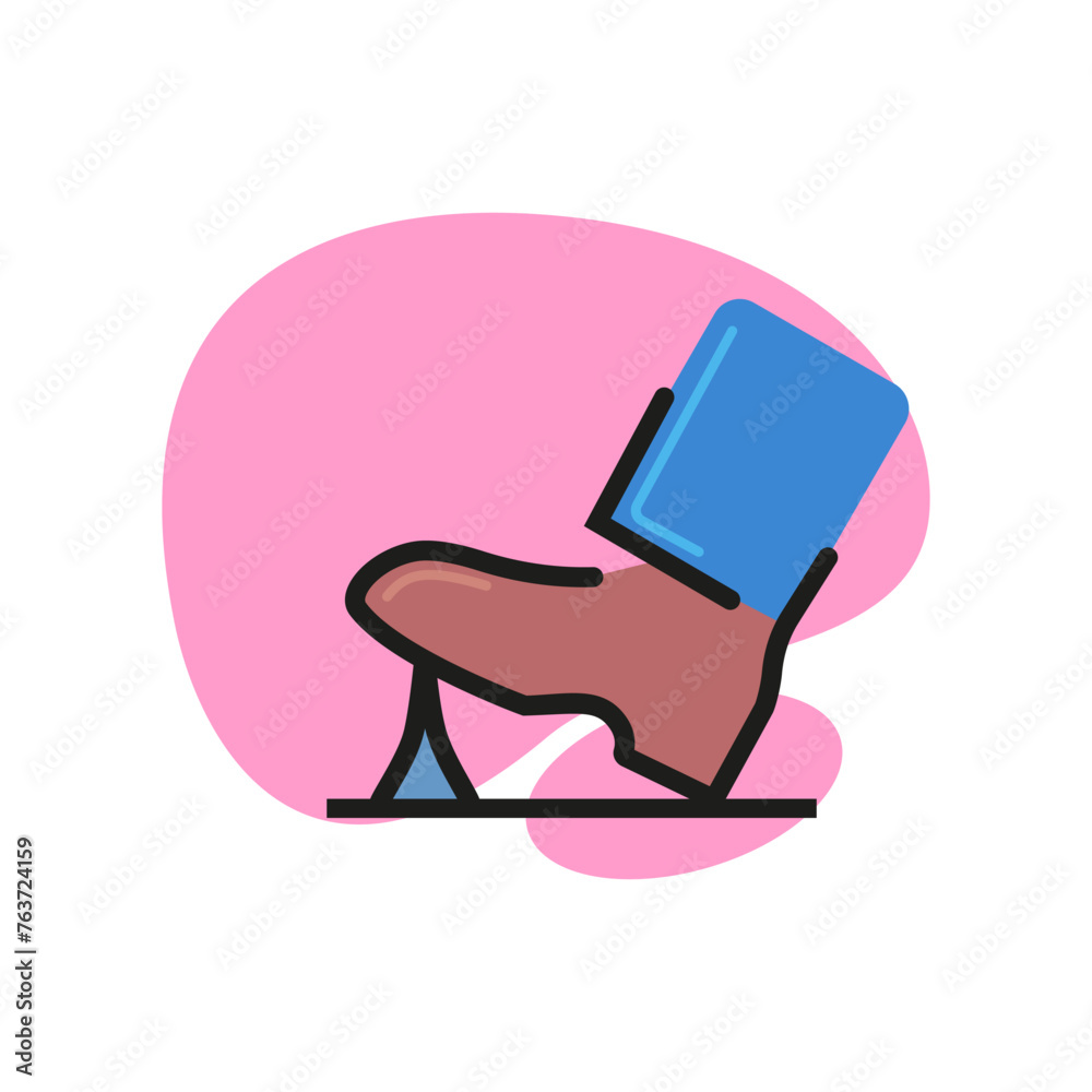 Icon of shoe stepping. Chewing gum, sticking, dirt. Stroll concept. Can ...