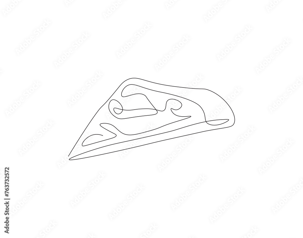 Continuous Line Drawing Of Pizza. One Line Of Pizza For Menu. Slice Of ...