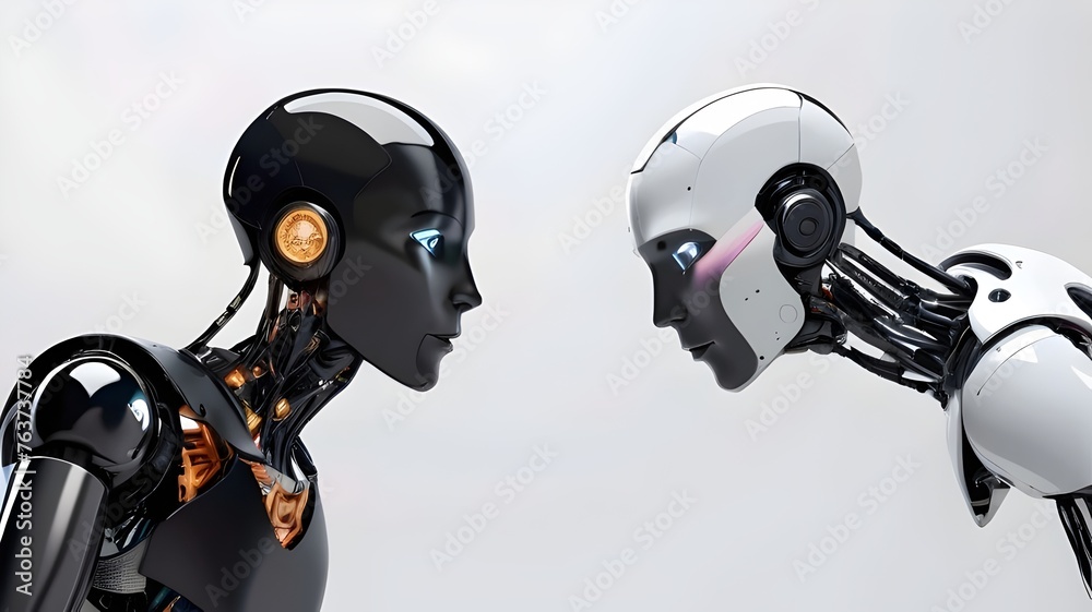 Two humanoid robots reaching out , AI , Artificial Intelligence , Humanoid Robots , Technology ...