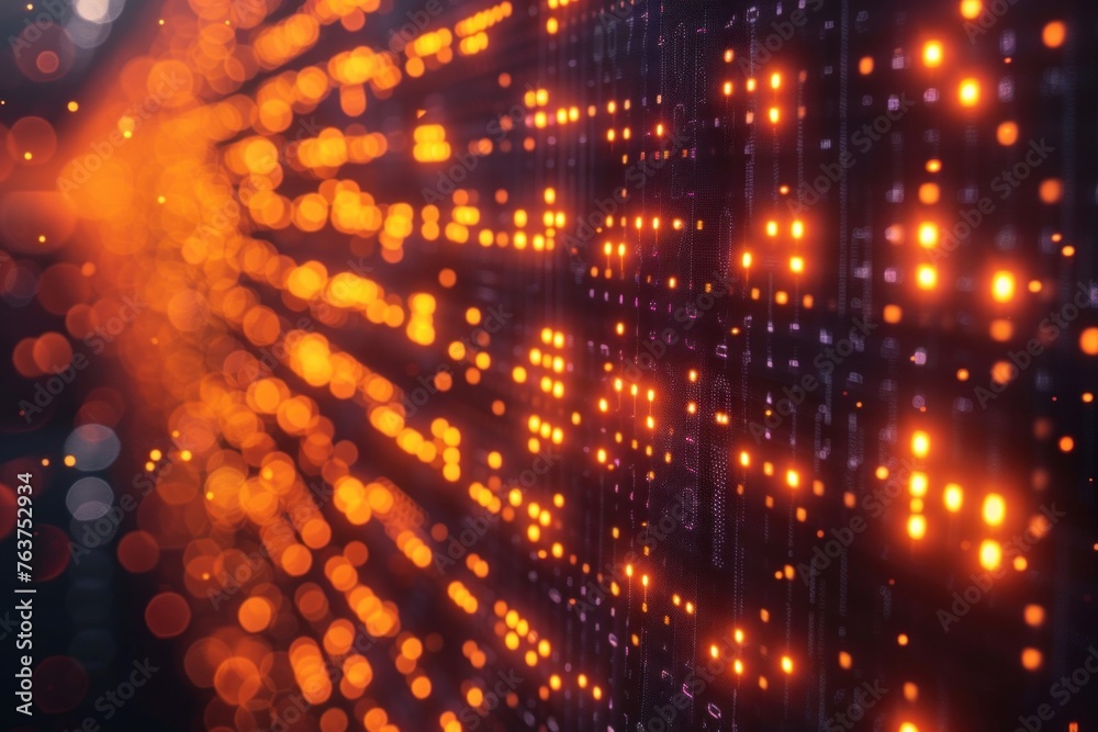 Visual Cipher: Pixelated Data Stream and Binary Code on a Digital ...