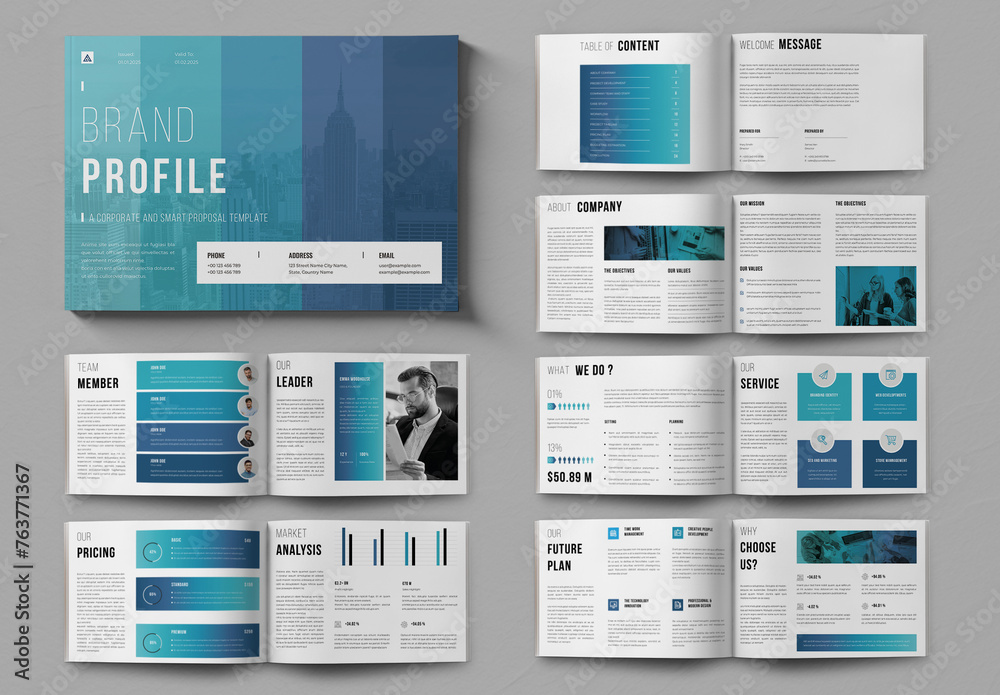 Company Profile Landscape Layout Stock Template | Adobe Stock