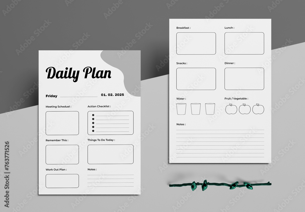 Daily Planner Layout Stock Template | Adobe Stock