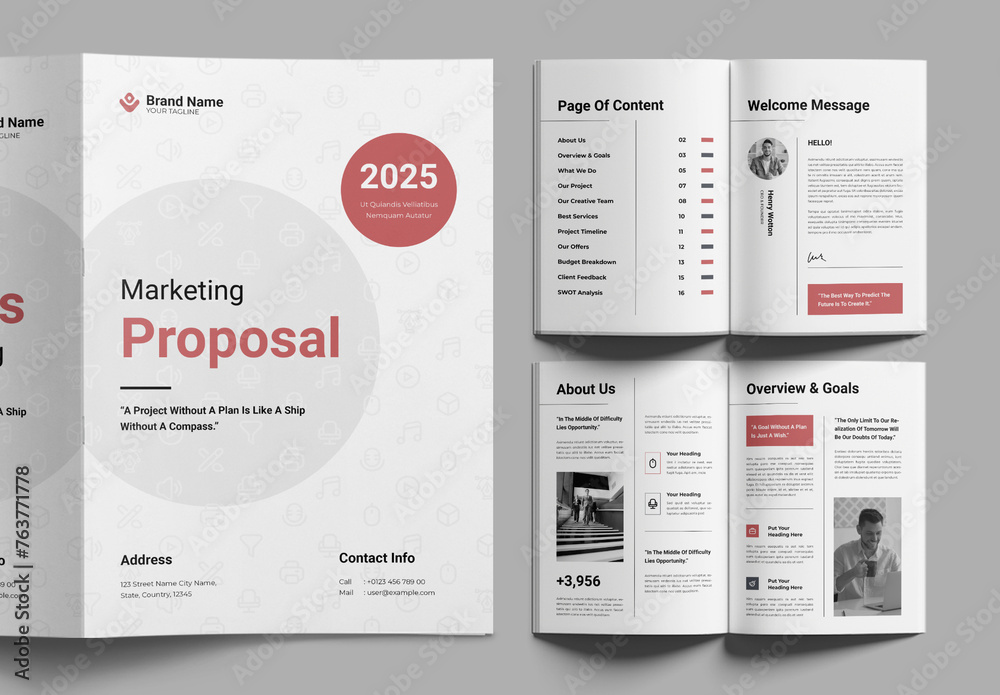 Marketing Proposal Layout Design Template Stock Template | Adobe Stock