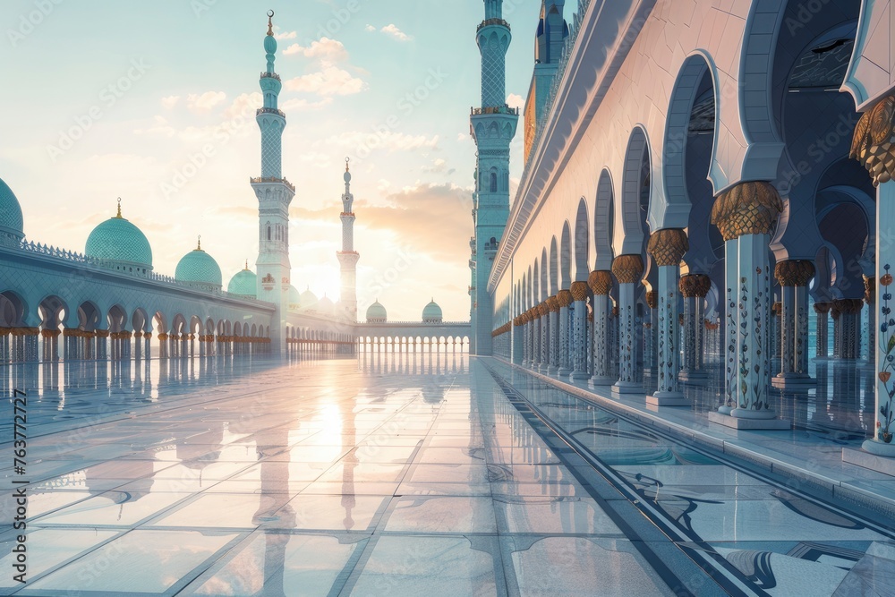 Masjid Nabawi - Prophet Mosque in Madinah al-Munawwarah and copy space ...