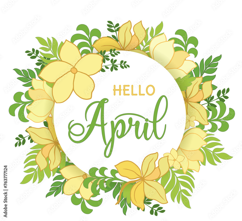 Vetor de Handwritten, hello april, lettering message. April welcome ...