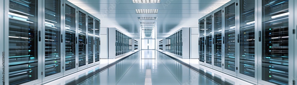 Data Center Interior, interior of a high-tech data center filled with ...