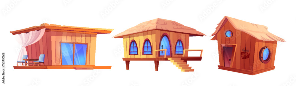 Hawaii island beach house or tropical bar vector. Tiki hut for summer ...