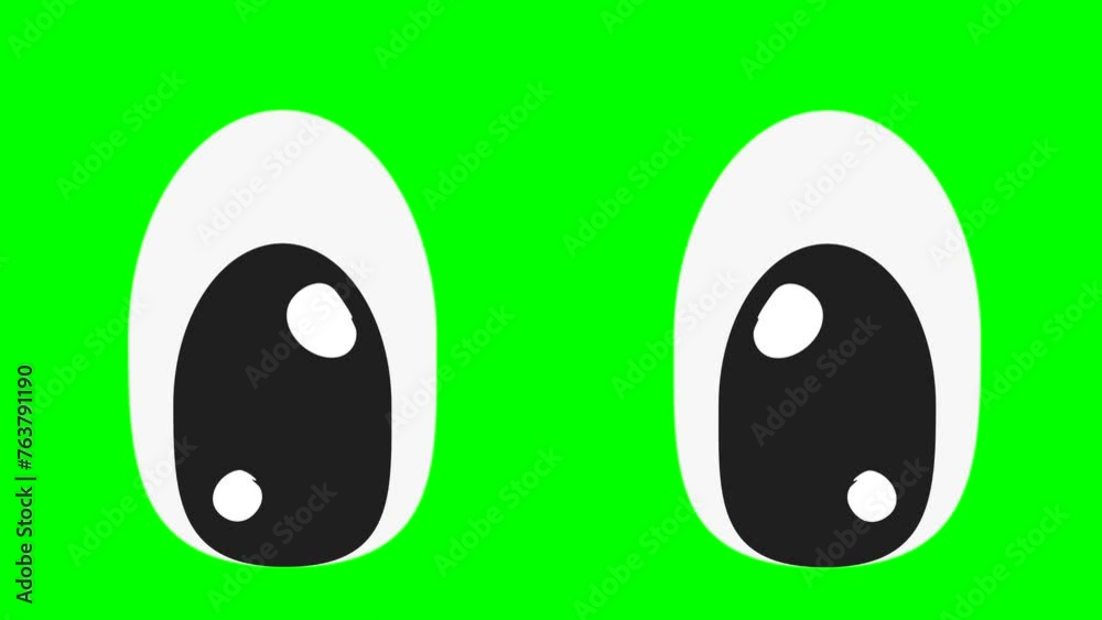 Cartoon simple blinking looking angry eyes on green screen insert ...