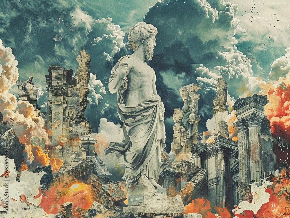 Design a captivating collage showcasing iconic figures from ancient ...