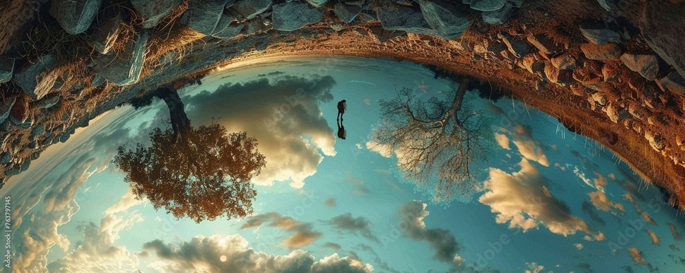 Transform the concept of mirror worlds into a mesmerizing visual ...