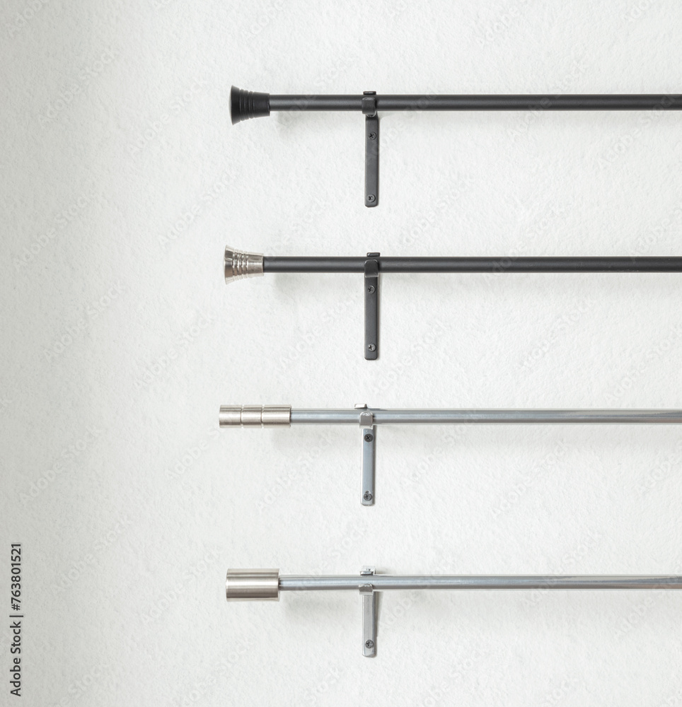 Minimalist Curtain Rods Display, a Set in Contrasting Colors, Upper in ...