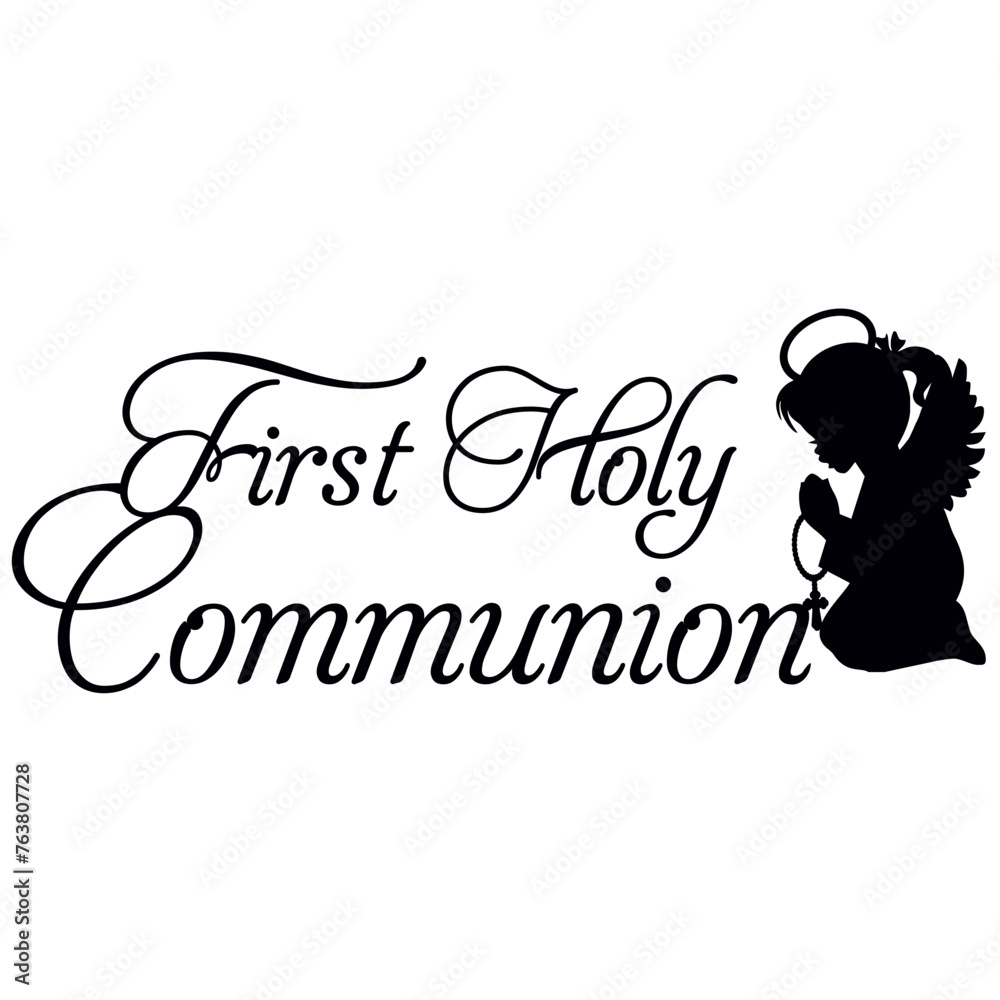 First Holy Communion text sign design angel wings catholic sacraments ...