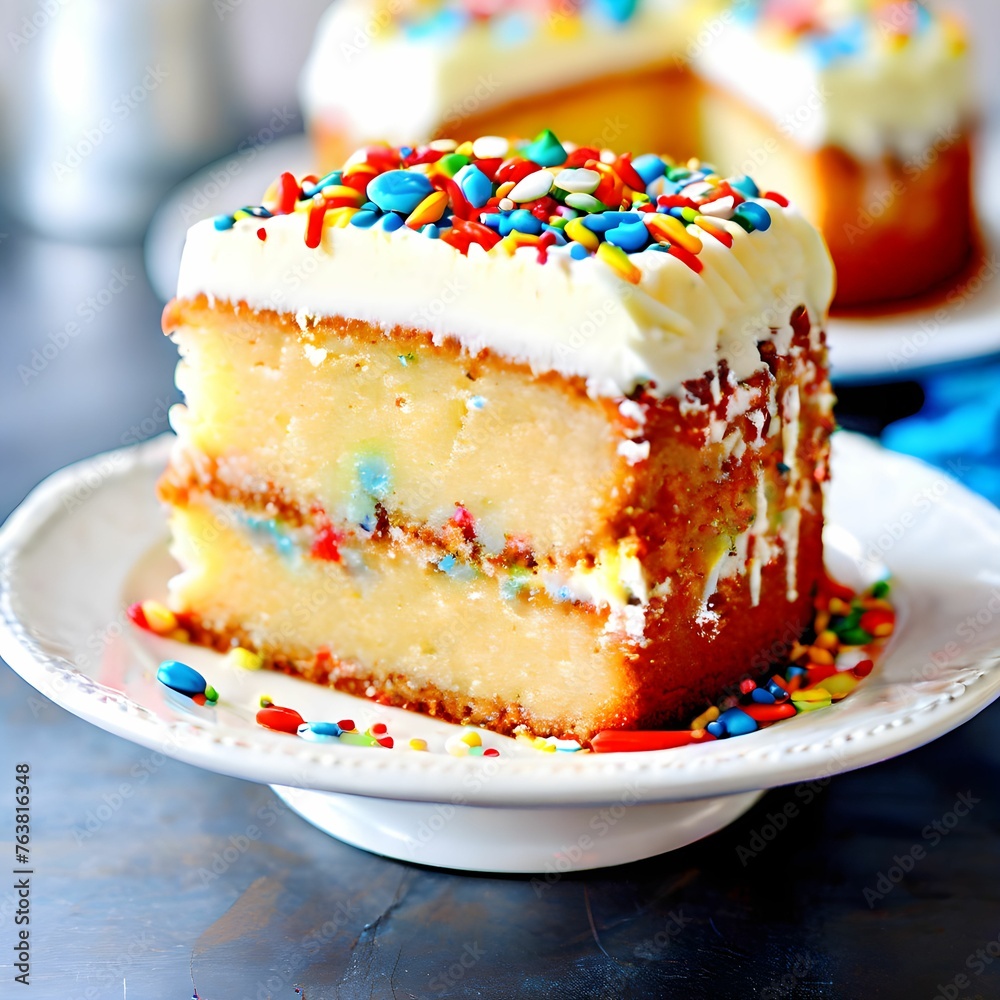 Cake, White Butter Cake with icing granich, White Color Birthday Cake ...