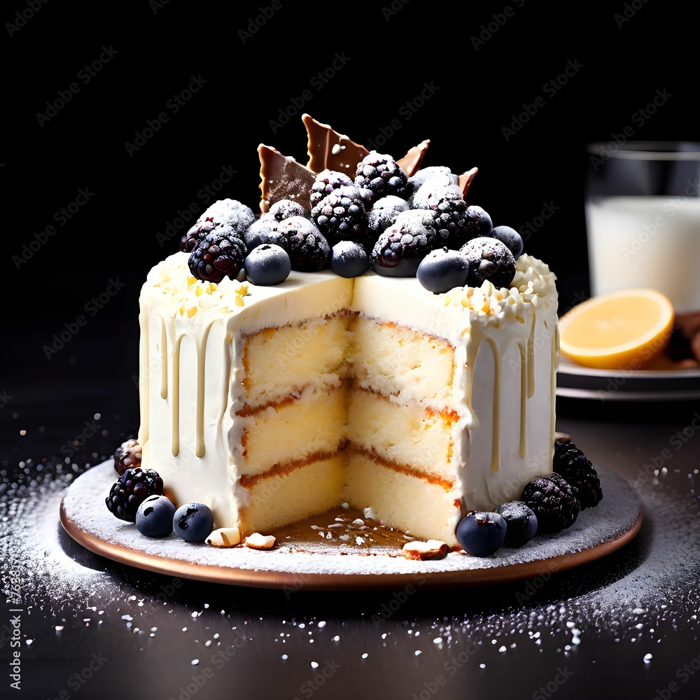 Cake, White Butter Cake with icing granich, White Color Birthday Cake ...