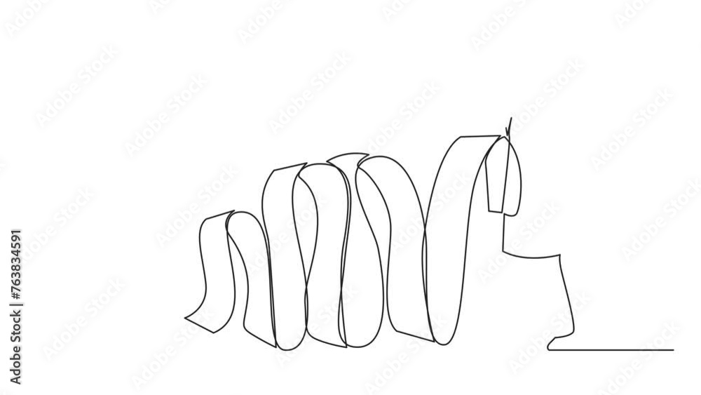 Animated self drawing of single one line drawing Arabian businesswoman ...