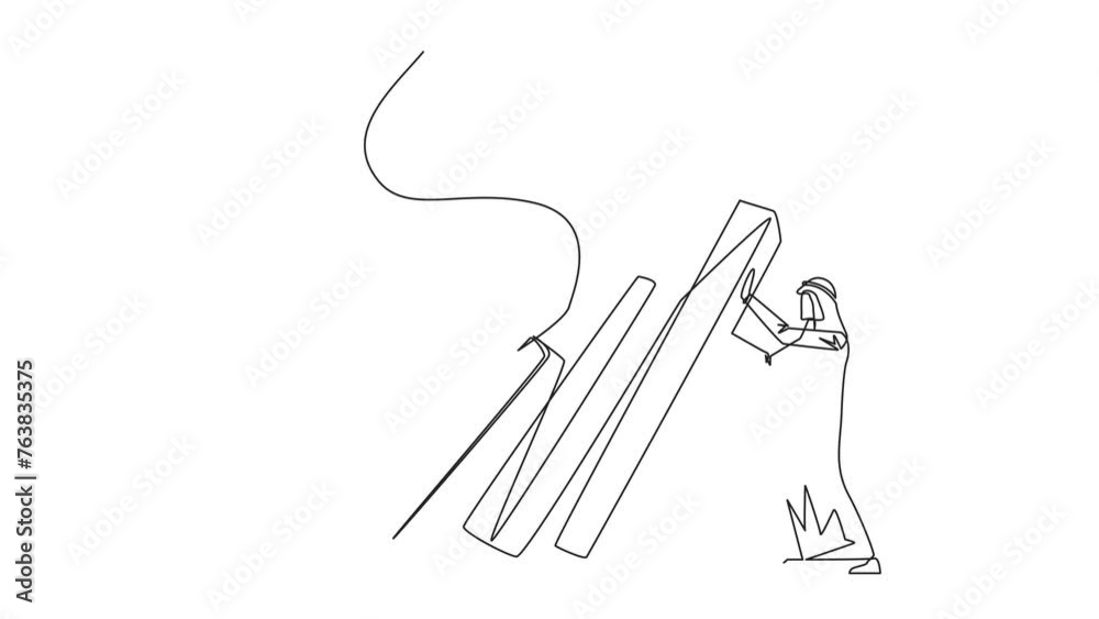 Self drawing animation of continuous one line drawing Arab businessman ...