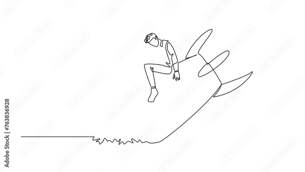 Animated self drawing of continuous one line drawing of businessman ...