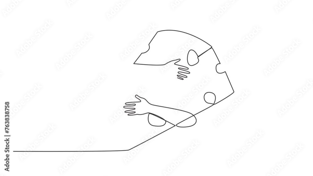 Animated self drawing of single continuous line drawing hands hugging ...
