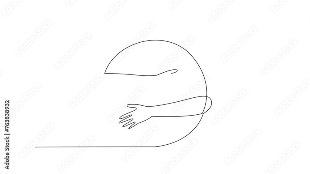 Self drawing animation of single continuous line drawing of human hands ...