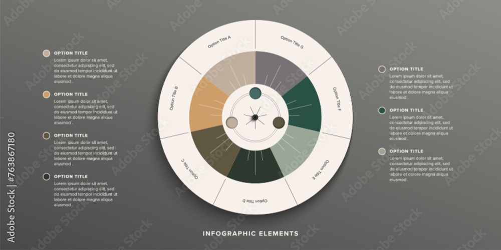 Business process chart infographics with 7 step circles. Round workflow ...