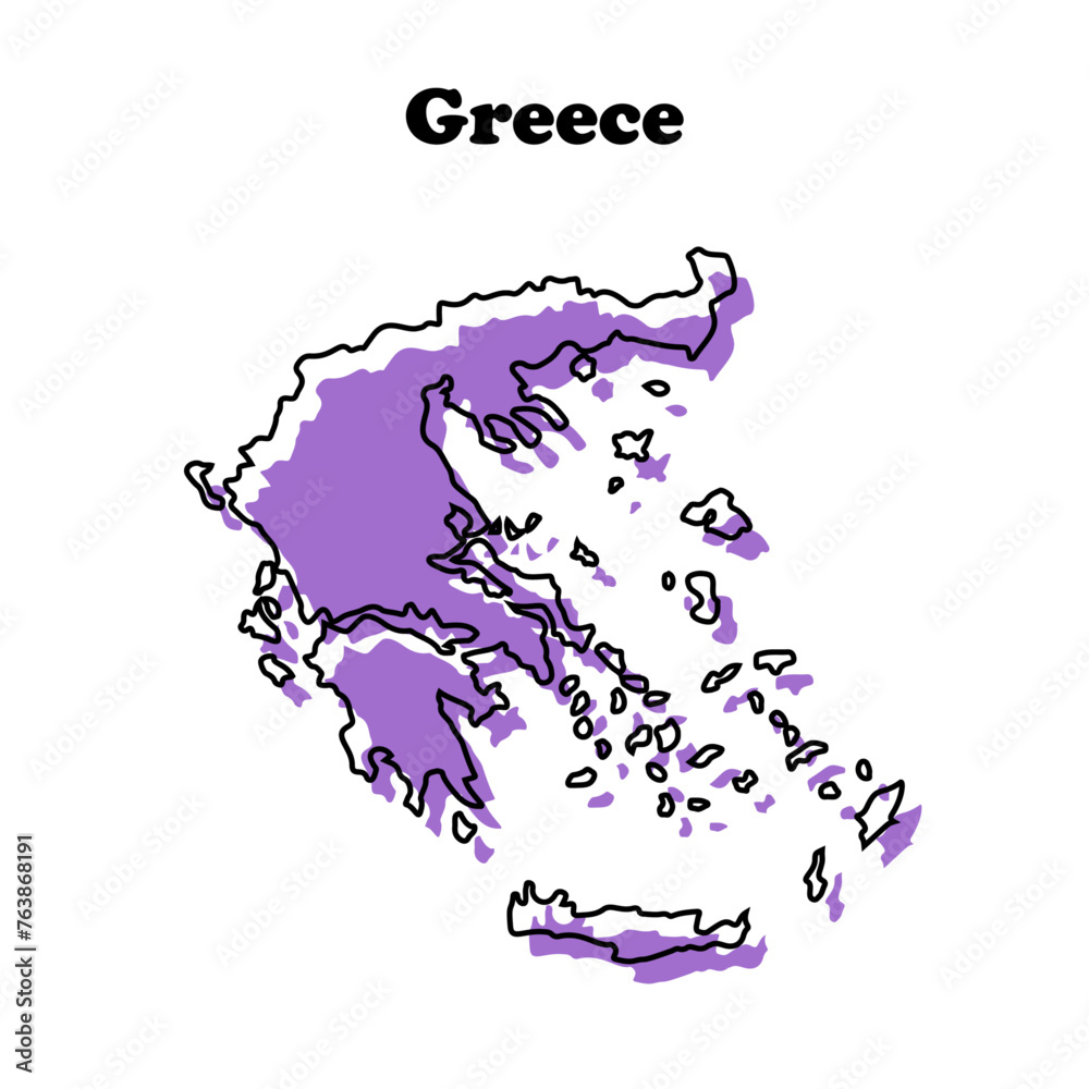 Stylized simple purple outline map of Greece Stock Vector | Adobe Stock