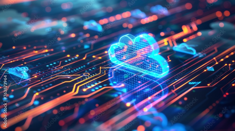 Cloud architecture platform. Internet infrastructure concept. Abstract technology background ...