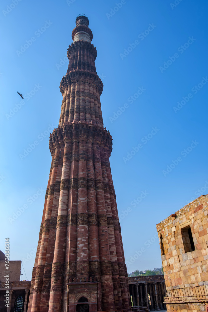The Qutub Minar at Delhi India. The height of Qutub Minar is 72.5 ...