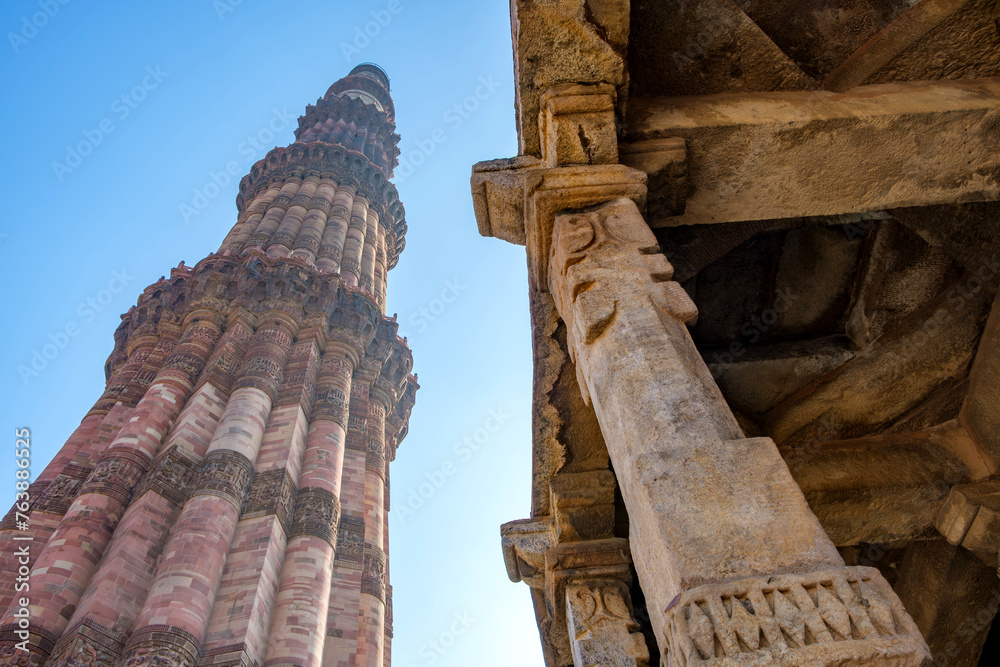 The Qutub Minar at Delhi India. The height of Qutub Minar is 72.5 ...