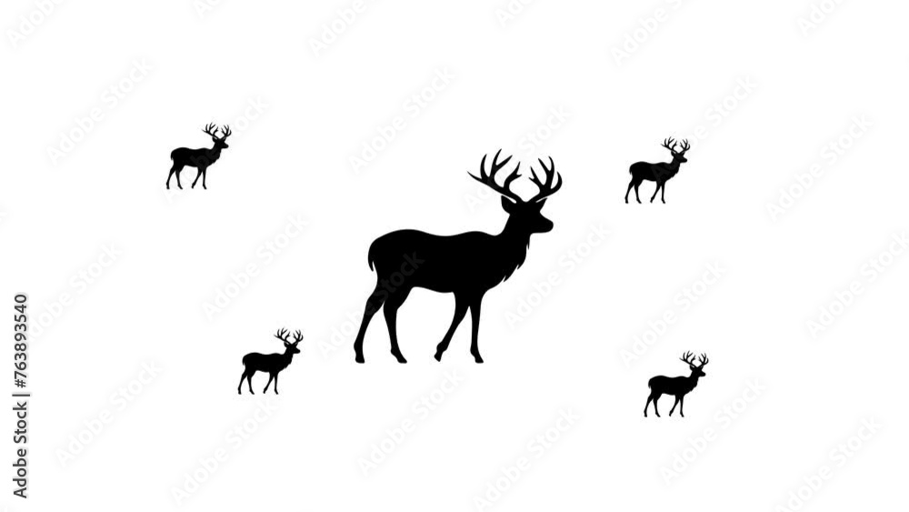Zoom in and out animation the deer symbol. Large black symbol in the ...