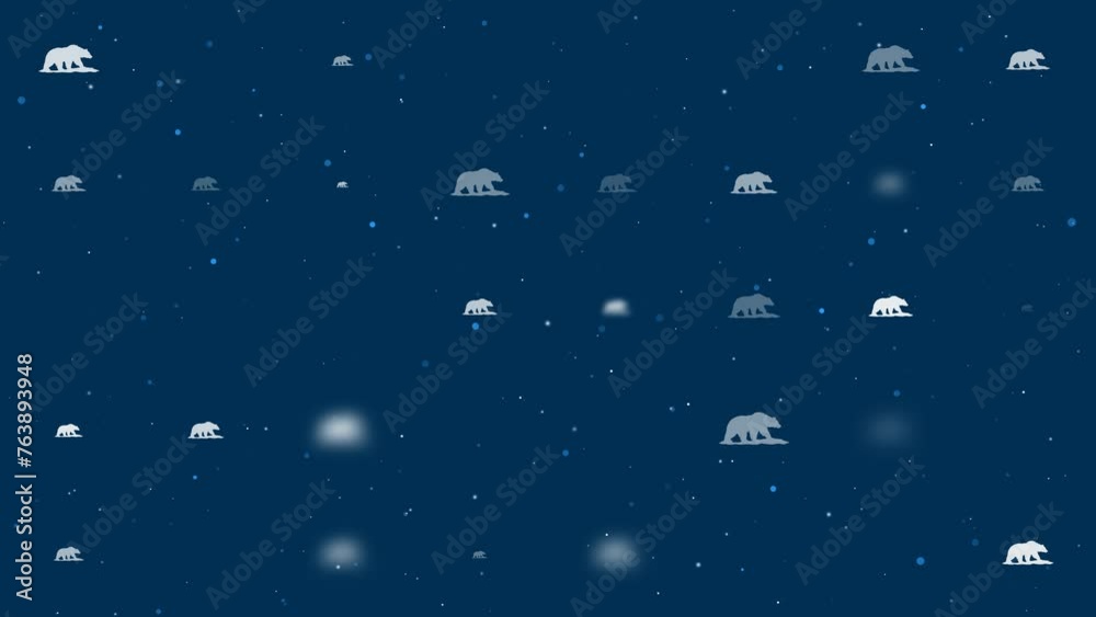 Template animation of evenly spaced wild bear symbols of different ...