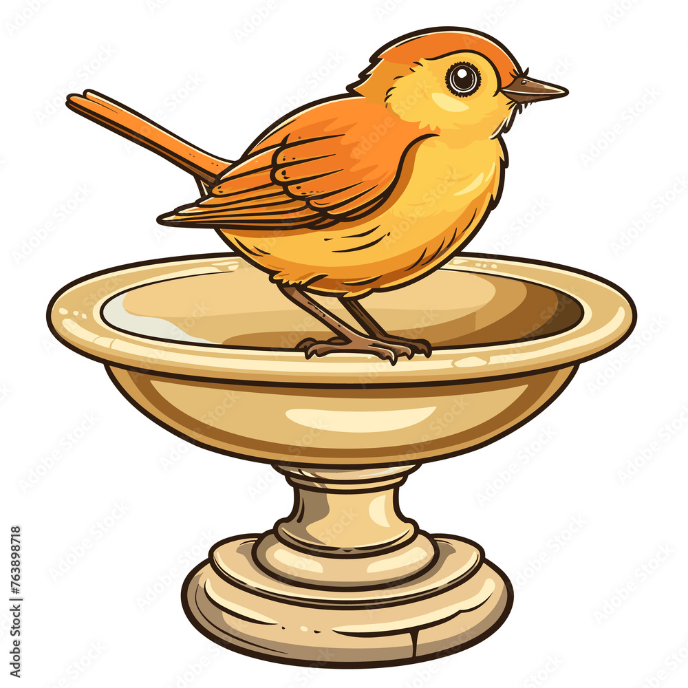 Bird Bath Cartoon, Isolated Transparent Background Images Stock ...