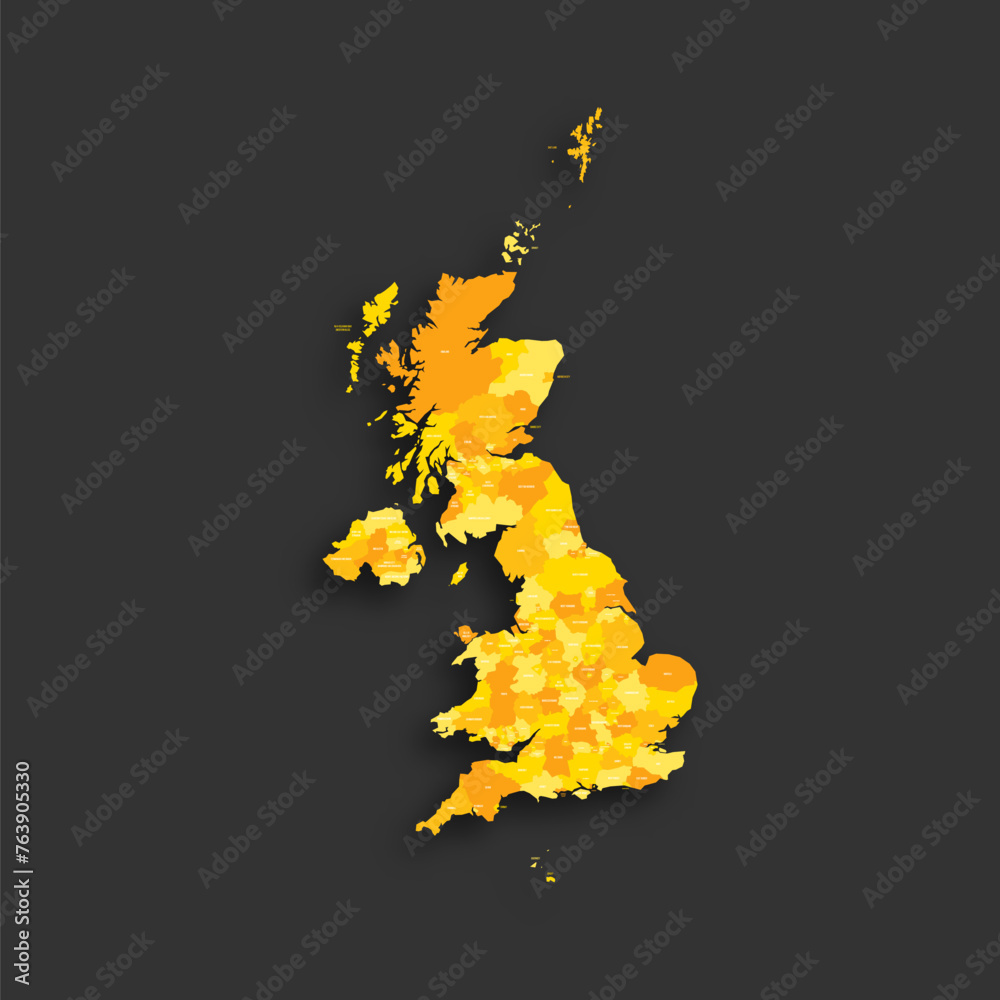 United Kingdom of Great Britain and Northern Ireland political map of ...