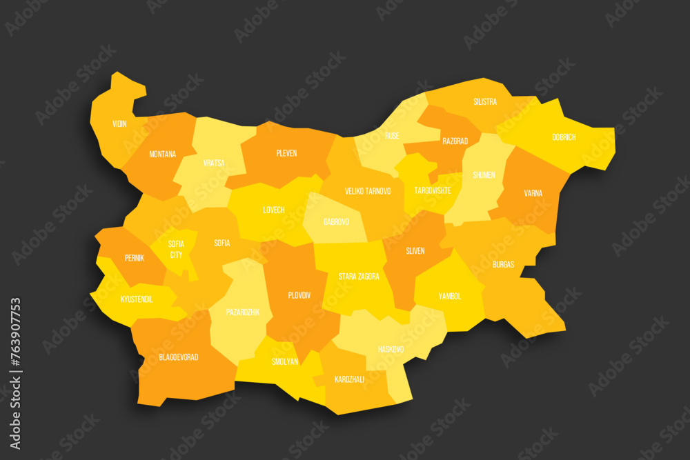 Bulgaria political map of administrative divisions - provinces and ...