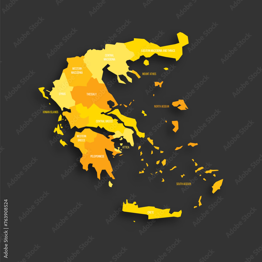 Greece political map of administrative divisions - decentralized ...