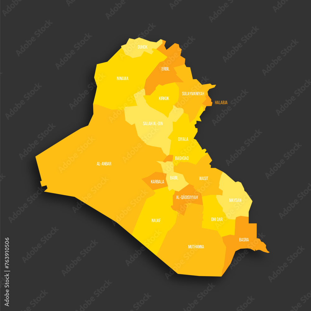 Iraq political map of administrative divisions - governorates and ...