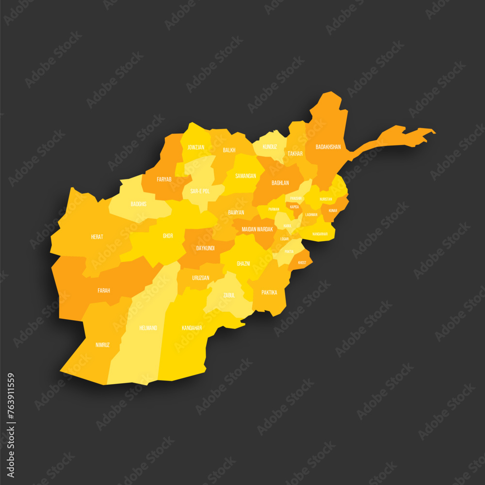 Afghanistan political map of administrative divisions - provinces ...