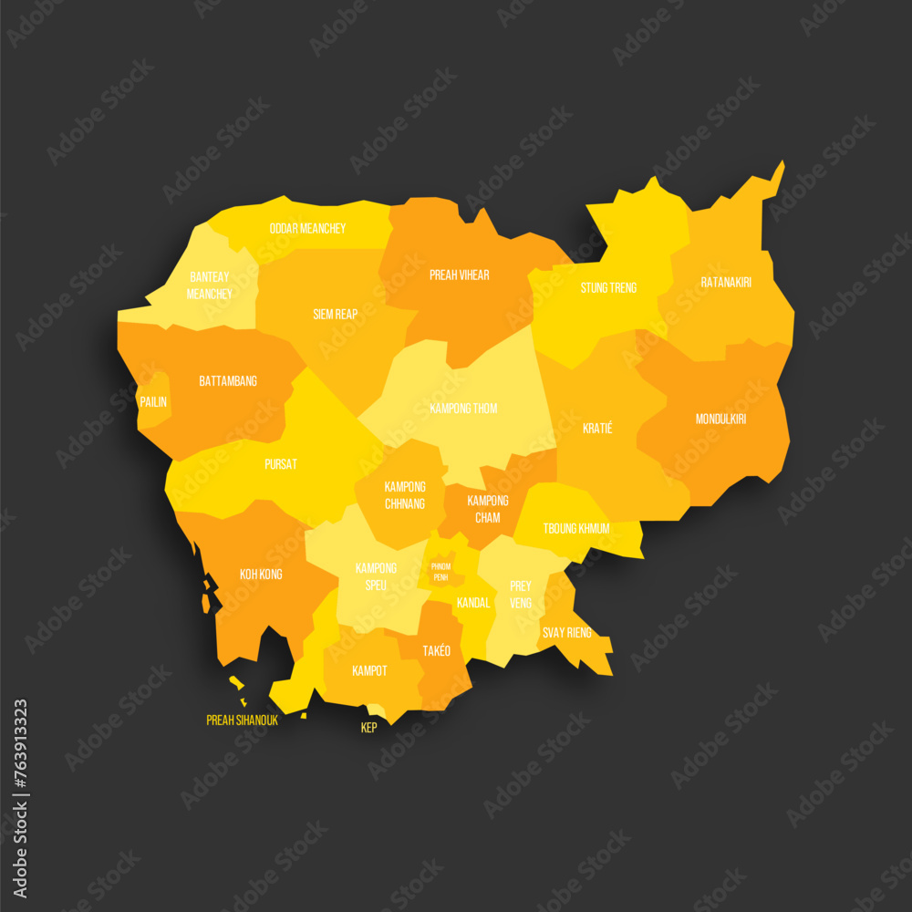 Cambodia political map of administrative divisions - provinces and ...