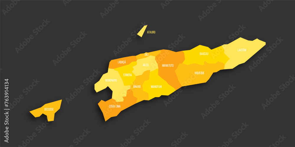 East Timor political map of administrative divisions - municipalities ...