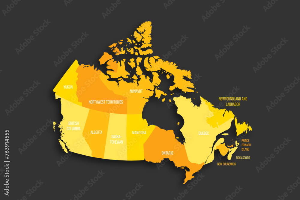 Canada political map of administrative divisions - provinces and ...
