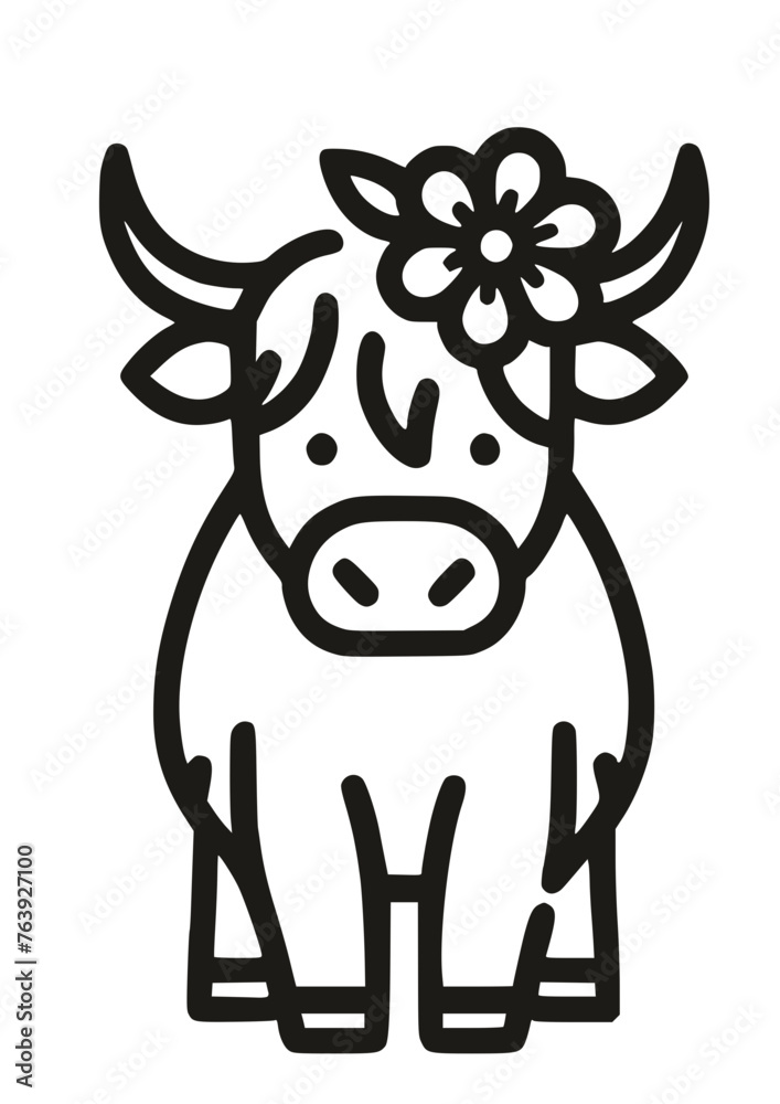 Highland Cow Icon, Highland Cow Line, Highland Cow SVG, Highland Cow ...