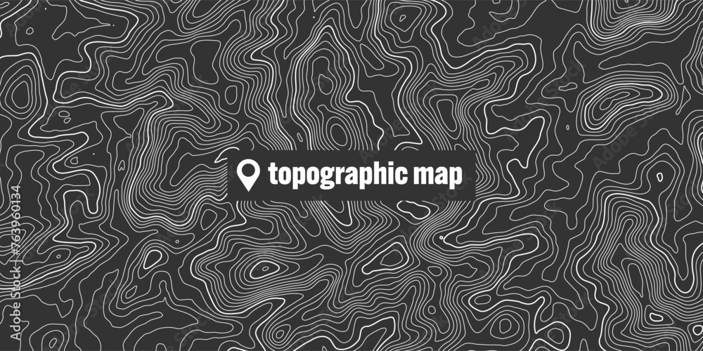 Topographic map with contour lines. Geographic terrain grid, relief ...