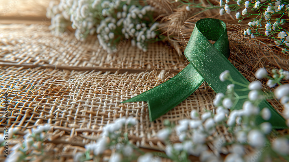 green ribbon logo for Celiac disease awareness month. ribbon sign on ...